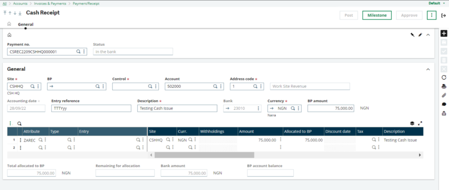 How to Create Cash Receipts in Sage X3 - Consultingbord